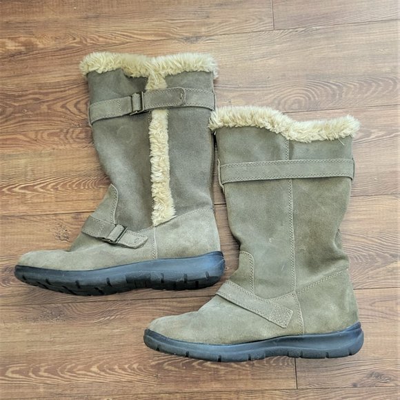 White Mountain | Shoes | White Mountain Thunder Green Suede Faux Fur ...
